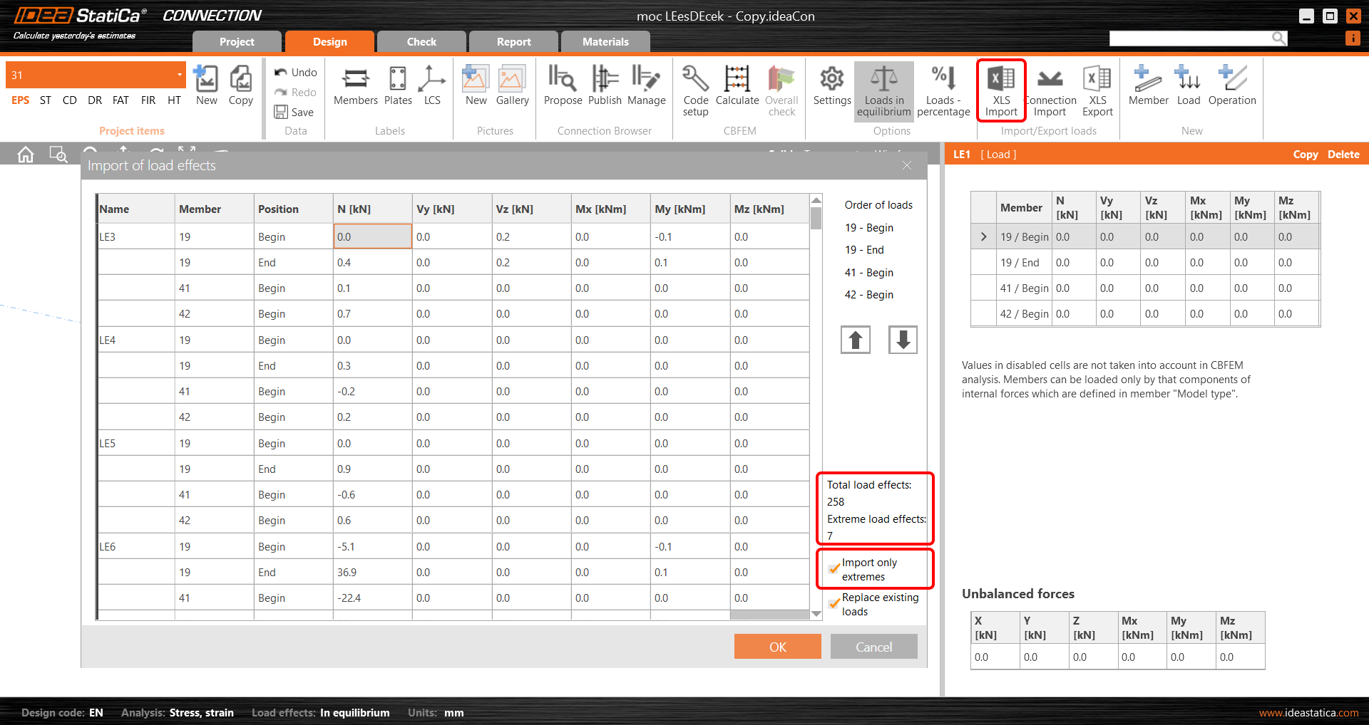 Extreme Load Selection in IDEA StatiCa | IDEA StatiCa